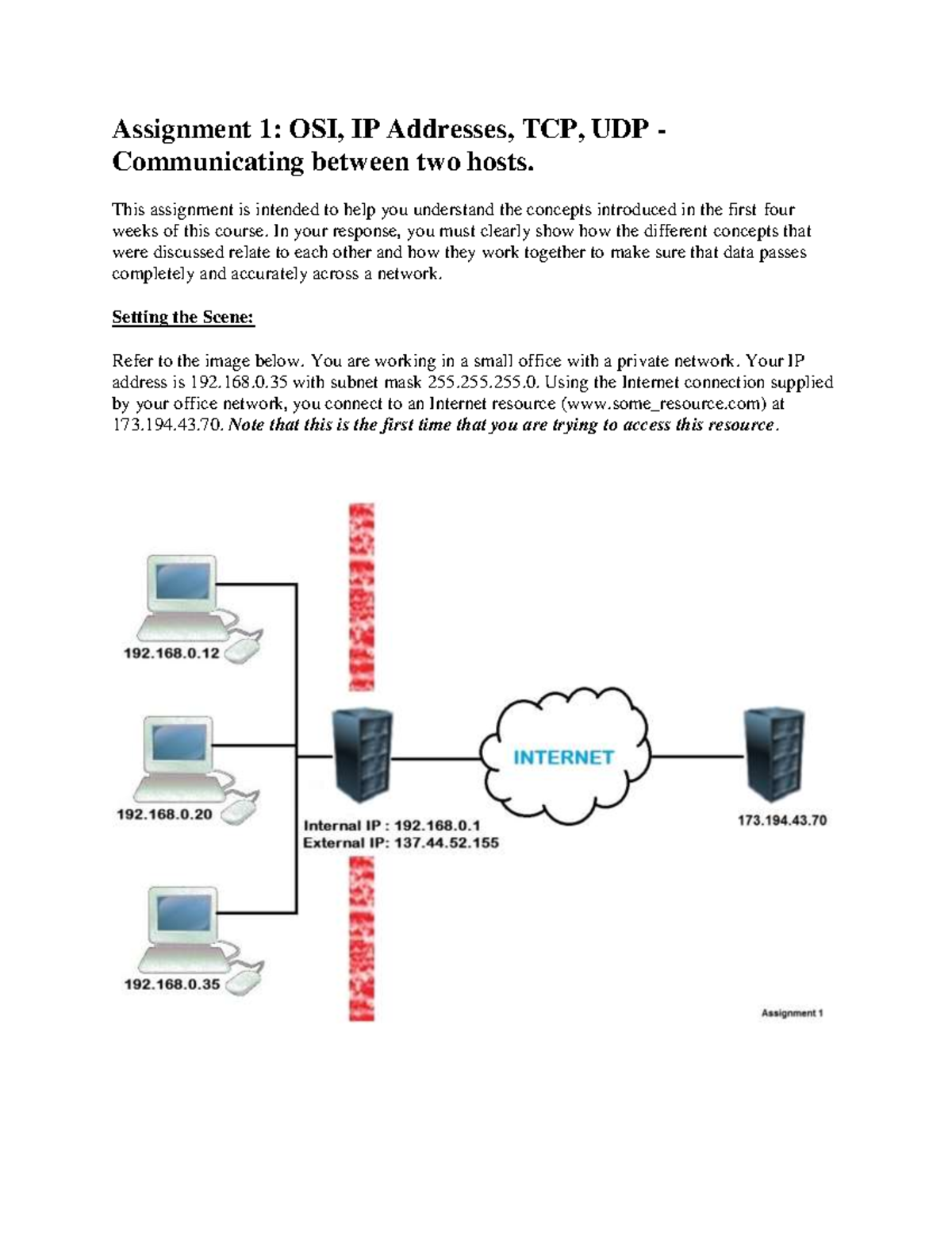 NI2016 Assignment 1 - NI A1 - Assignment 1: OSI, IP Addresses, TCP, UDP ...