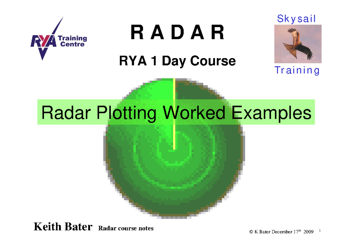Radar plotting worked examples exercises - 1 R A D A R RYA 1 Day Course ...