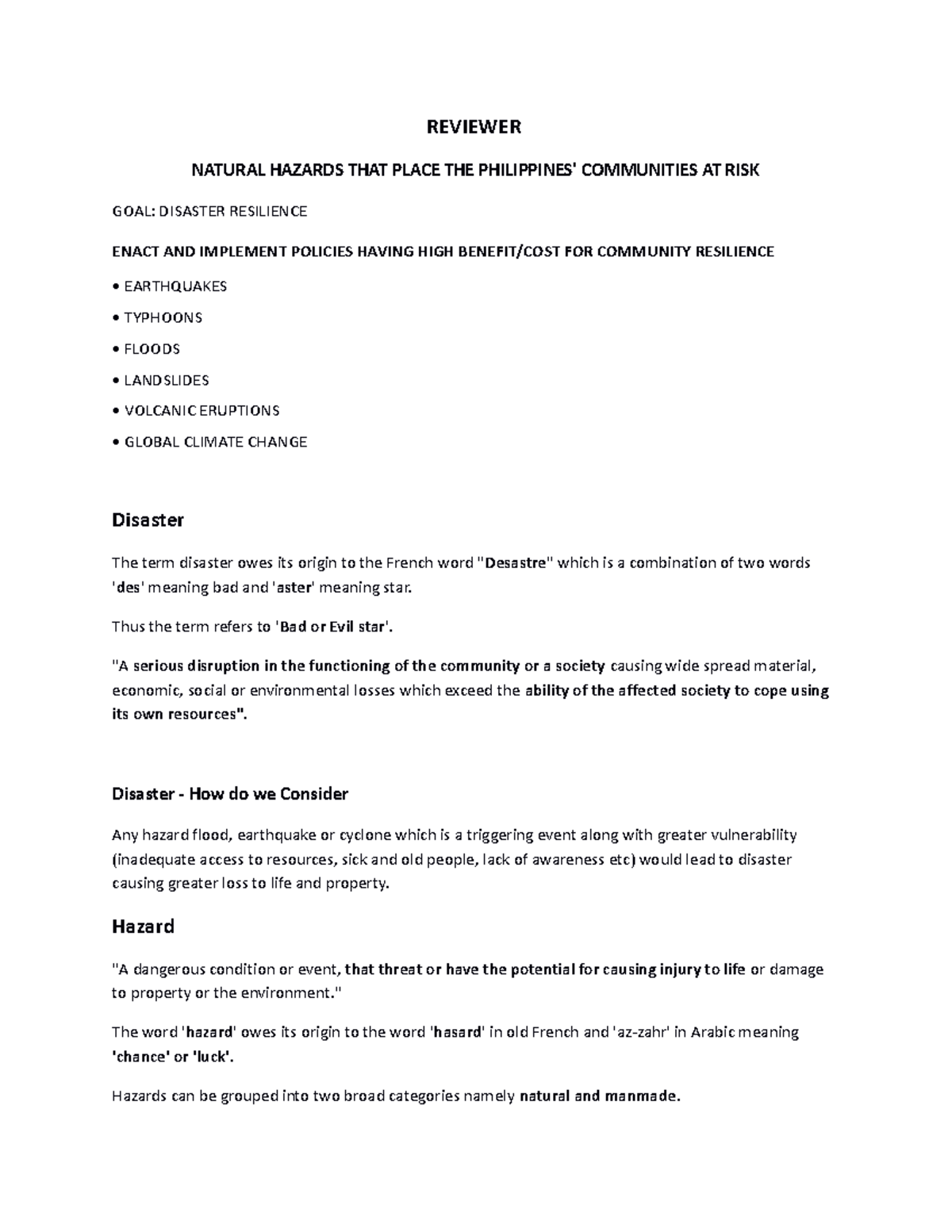 Natural Hazards - REVIEWER NATURAL HAZARDS THAT PLACE THE PHILIPPINES ...