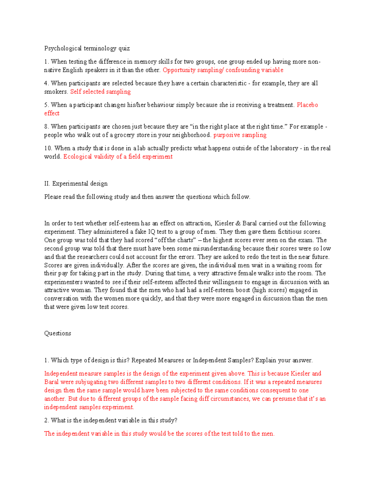 Psych assignment 17:05:22 - Psychological terminology quiz When testing ...