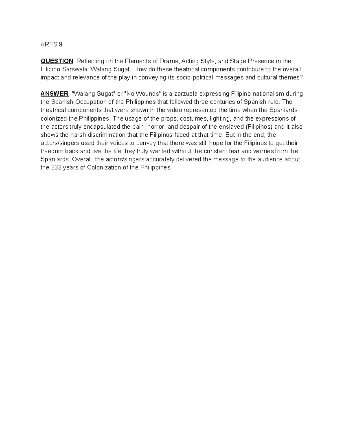 Asynchronous (ARTS) - Ferrer - ARTS 9 QUESTION: Reflecting on the ...