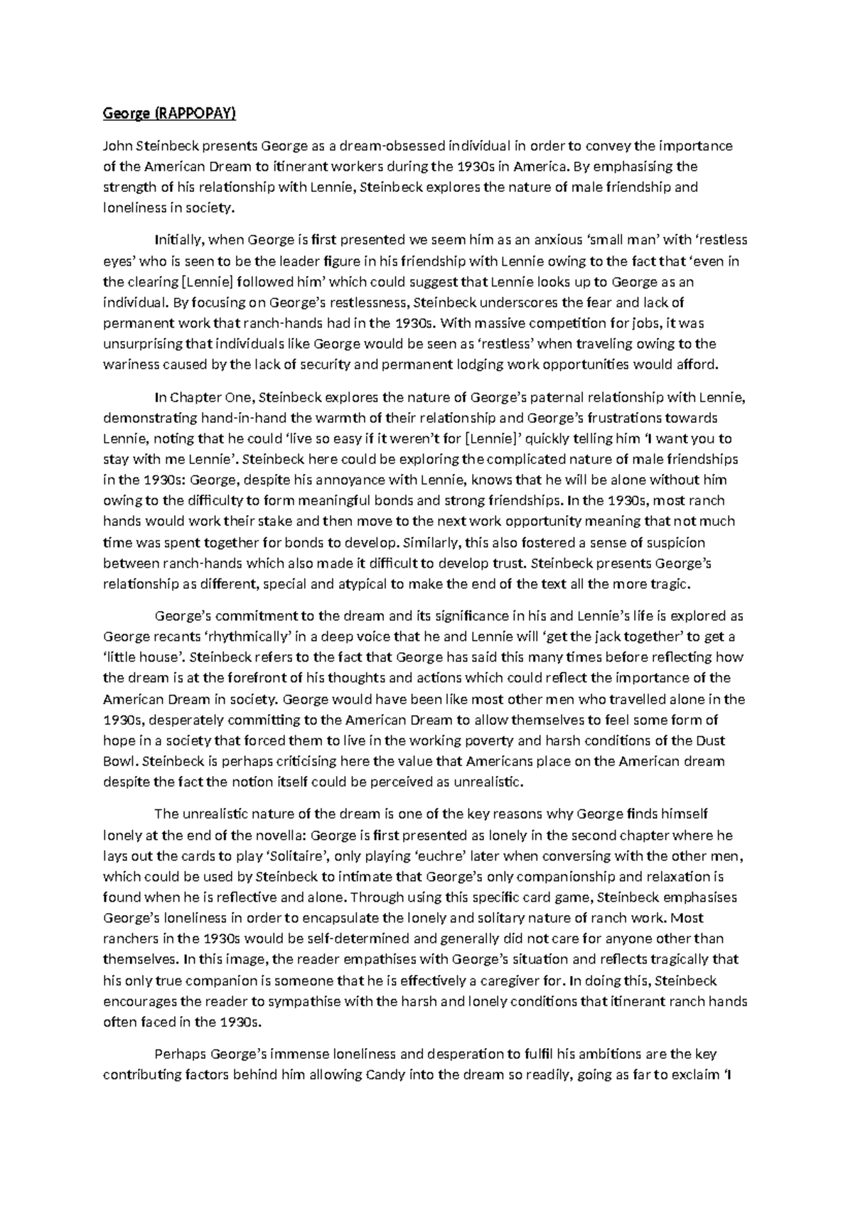 George Milton OMAM - George (RAPPOPAY) John Steinbeck presents George ...