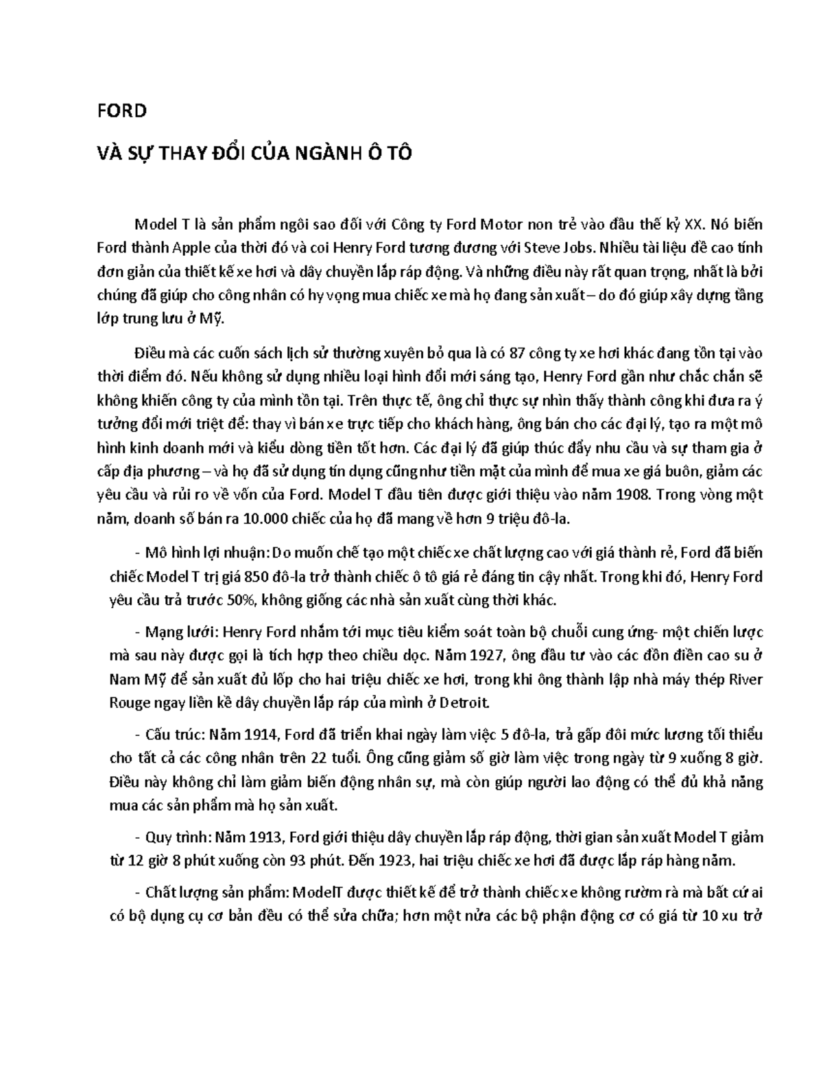 FORD - hi kiii - FORD V¿ SỰ THAY ĐỔI CỦA NG¿NH ‘ T‘ Model T l‡ s¿n ph¿m ngôi sao đßi vßi CÙng ty ...