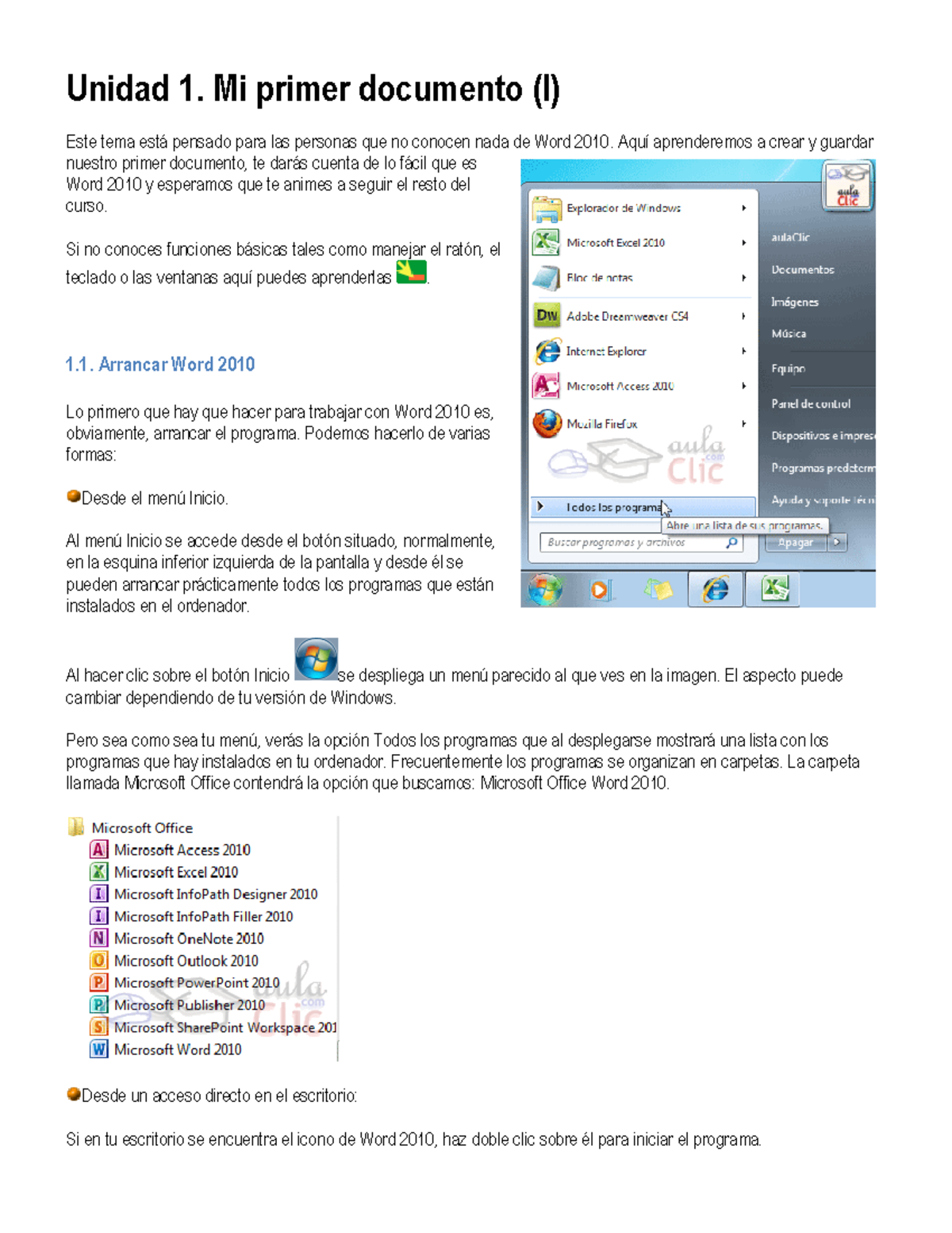 Unidad 1 mi primer documento - Unidad 1. Mi primer documento (I) Este tema est· pensado para las ...