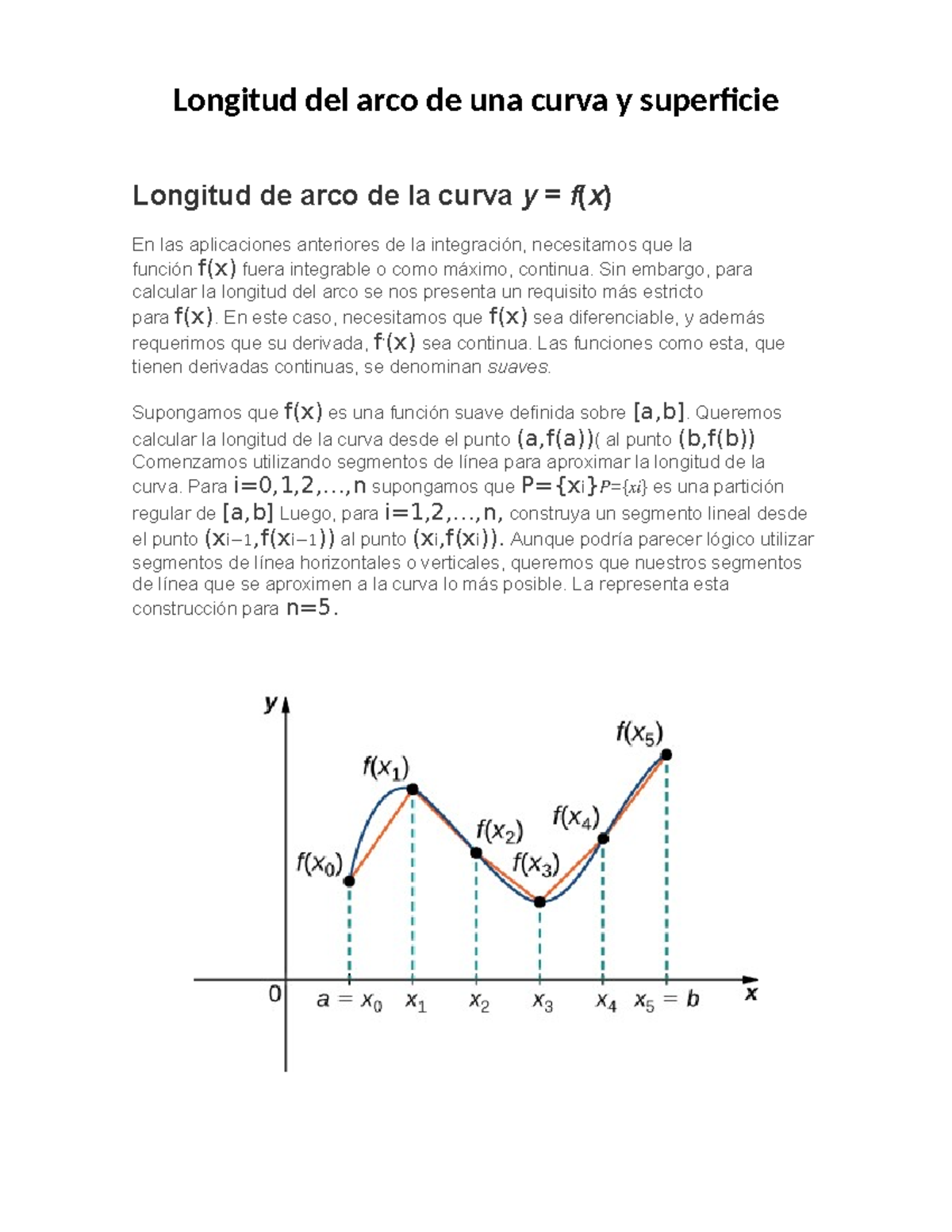 longitud de arcos y area entre curvas - Longitud del arco de una curva y superficie Longitud de ...