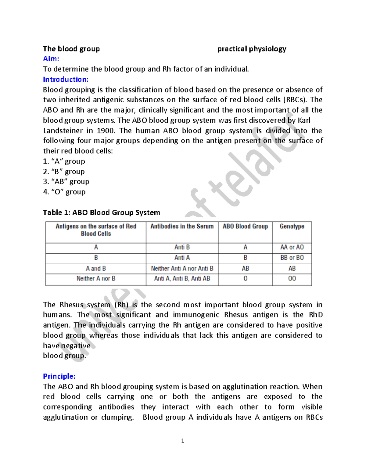 Blood-group - The blood group practical physiology Aim: To determine ...