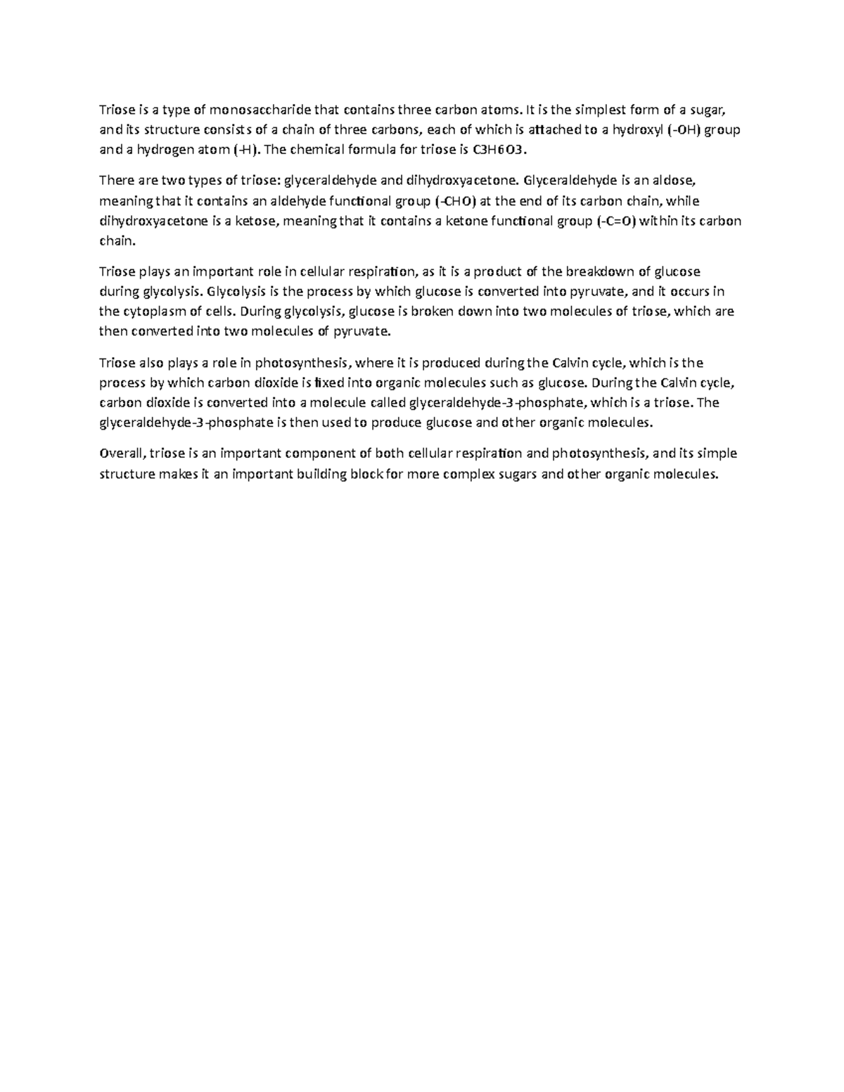 Bio Notes Triose Triose Is A Type Of Monosaccharide That Contains