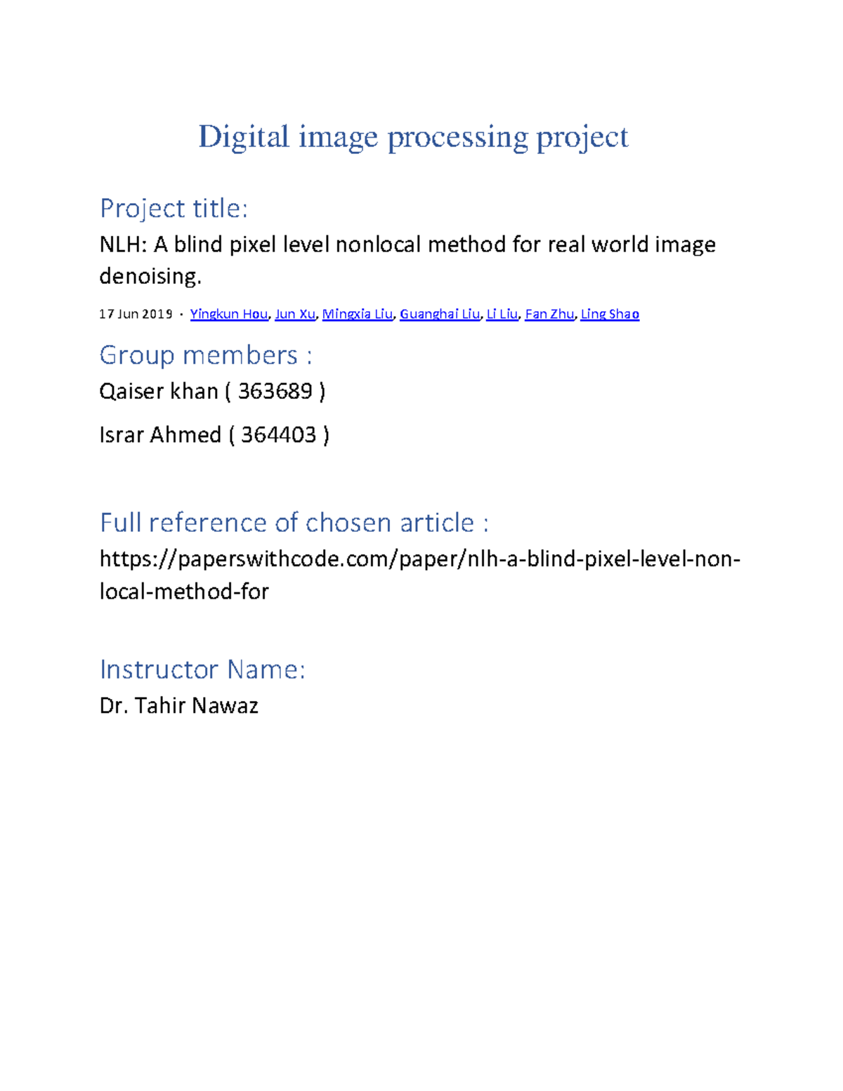 Digital image processing project - Digital image processing project ...