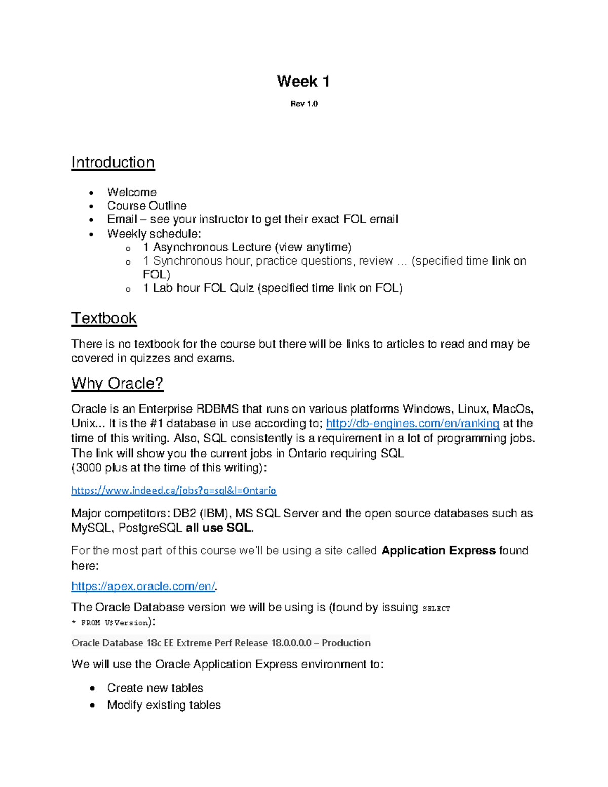 Week1 - Lecture notes 1 - Week 1 Rev 1. Introduction Welcome Course ...