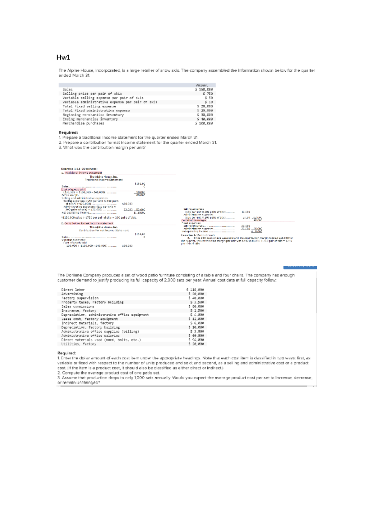 MA week1 to week4 hw explaination - Hw POR: estimulated manufacturing overhead/estimulate direct ...