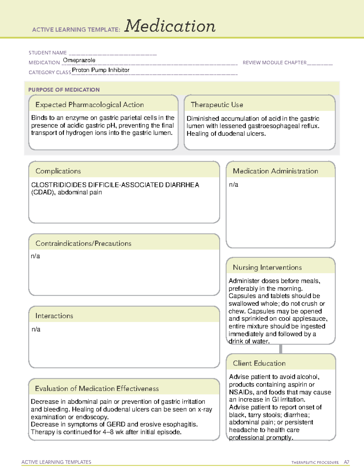 Proton Pump Inhibitor - ACTIVE LEARNING TEMPLATES THERAPEUTIC PROCEDURE ...