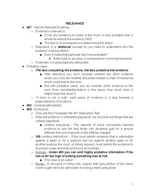 Evidence Schauer F2008-Outline - EVIDENCE OUTLINE - **Schauer, Fall** I ...