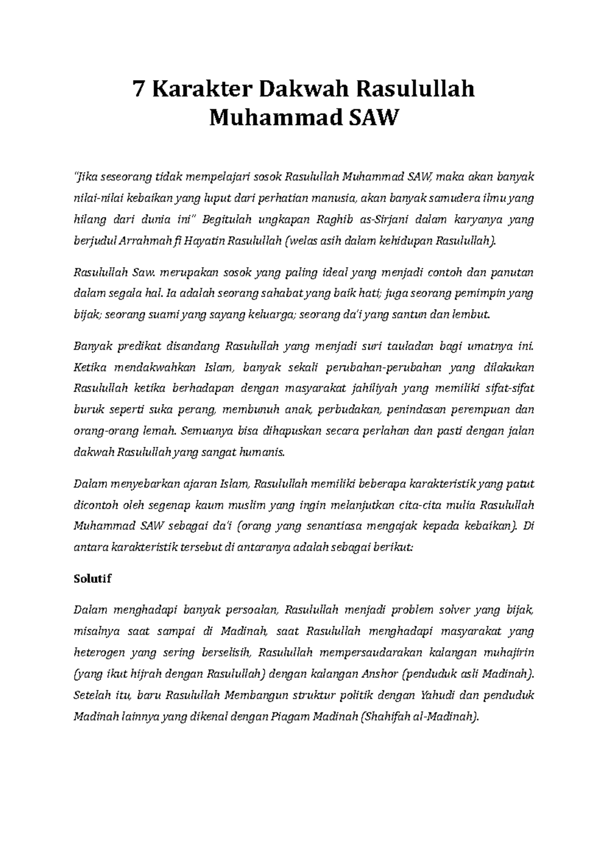 7 Karakter Dakwah Rasulullah Muhammad SAW - 7 Karakter Dakwah ...