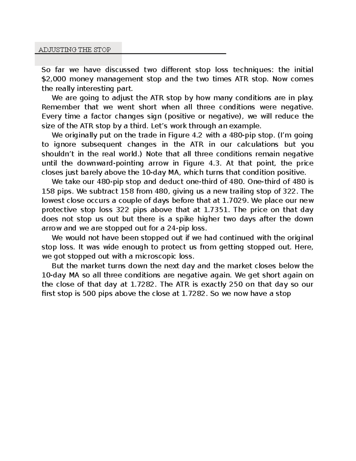 Adjusting THE STOP - ADJUSTING THE STOP So far we have discussed two ...