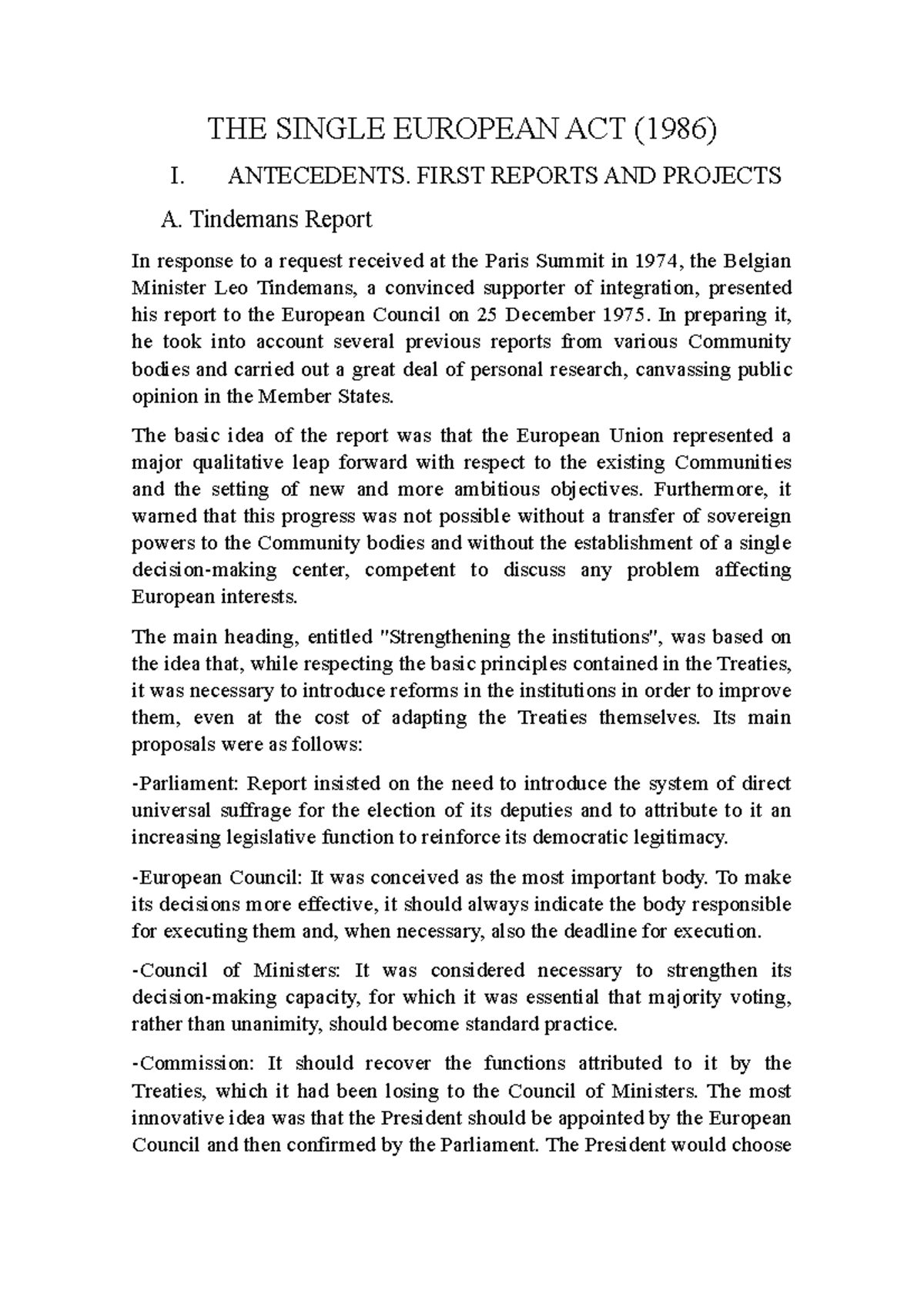 Lesson 12 Single European Act - THE SINGLE EUROPEAN ACT (1986) I ...