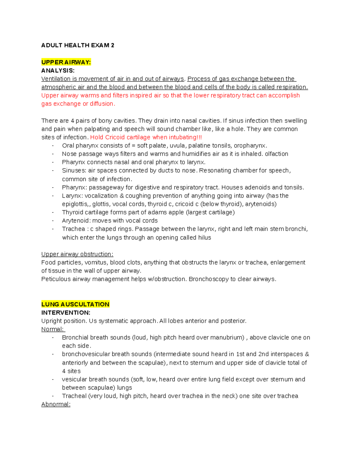 Exam 2 adult health - H h h h h h h. Gggh - ADULT HEALTH EXAM 2 UPPER ...