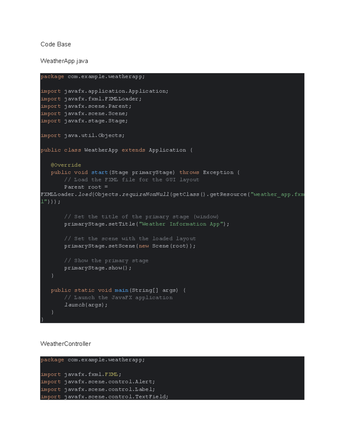 CS 1103-01 - AY2024-T4 Programming Assignment Unit 8 - Code Base WeatherApp package com.example ...