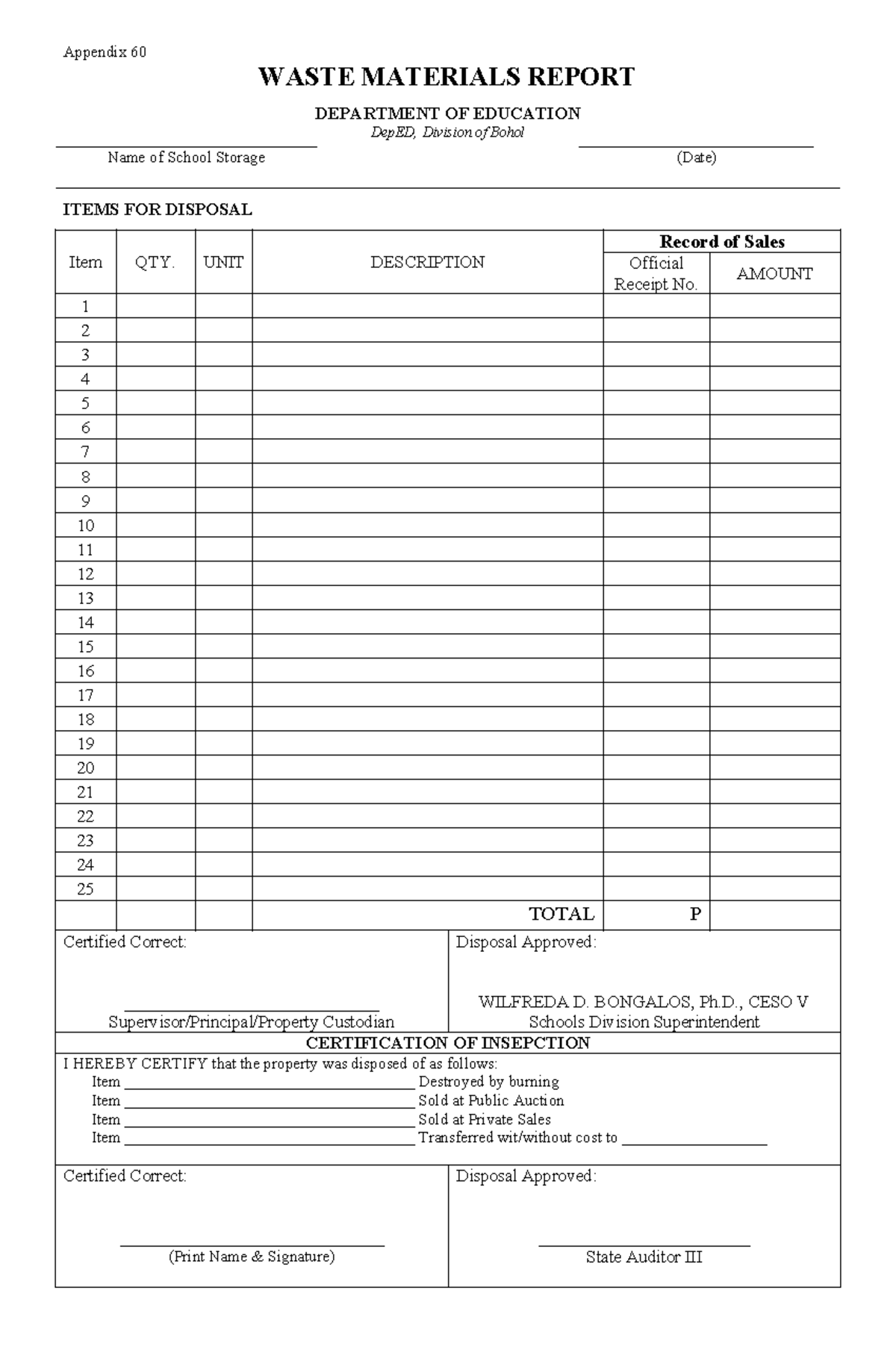 Waste Materials Appendix 60 - Appendix 60 WASTE MATERIALS REPORT ...