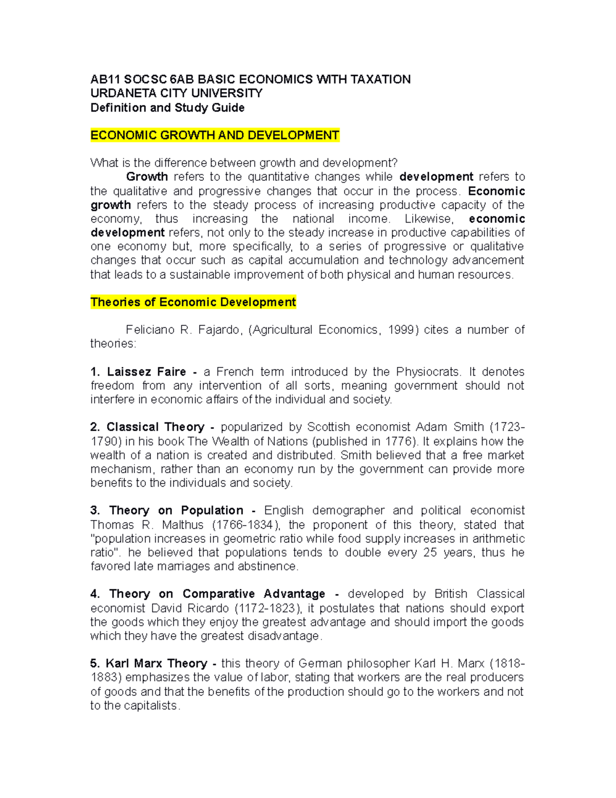 Economic Growth AND Development - AB11 SOCSC 6AB BASIC ECONOMICS WITH ...