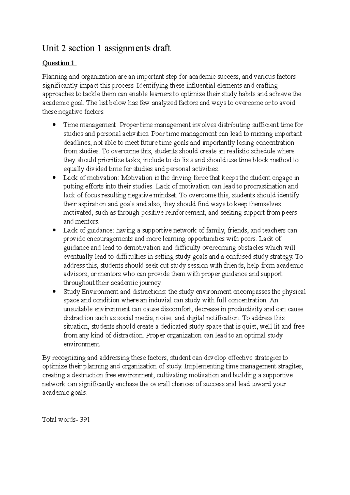 Unit 2 assignments q1 - Achieved - Unit 2 section 1 assignments draft ...