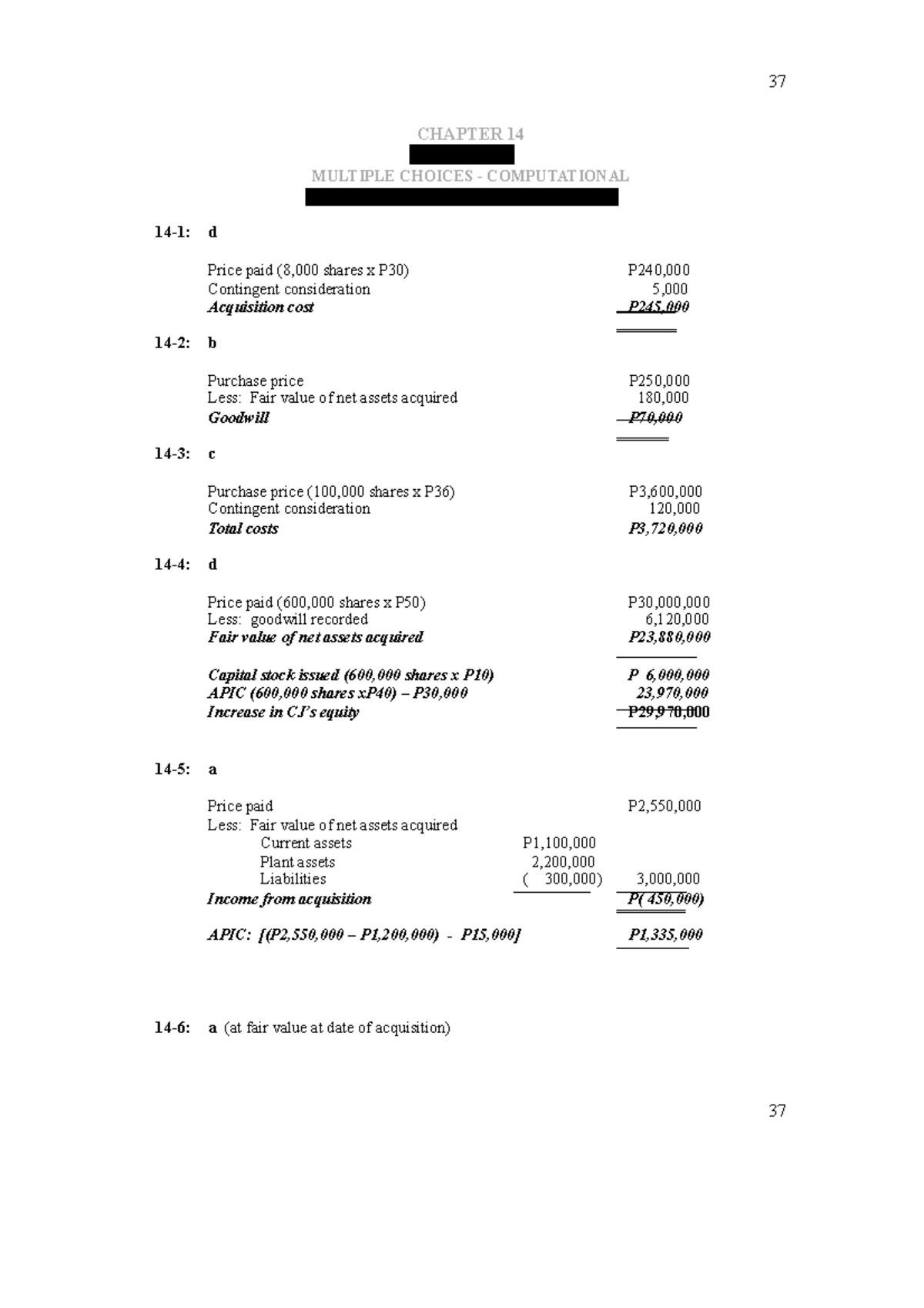 Ch a pter-13-a dv a nced-a ccounting-two-by-guerrero-2017 compress - CHAPTER 14 MULTIPLE CHOICES ...