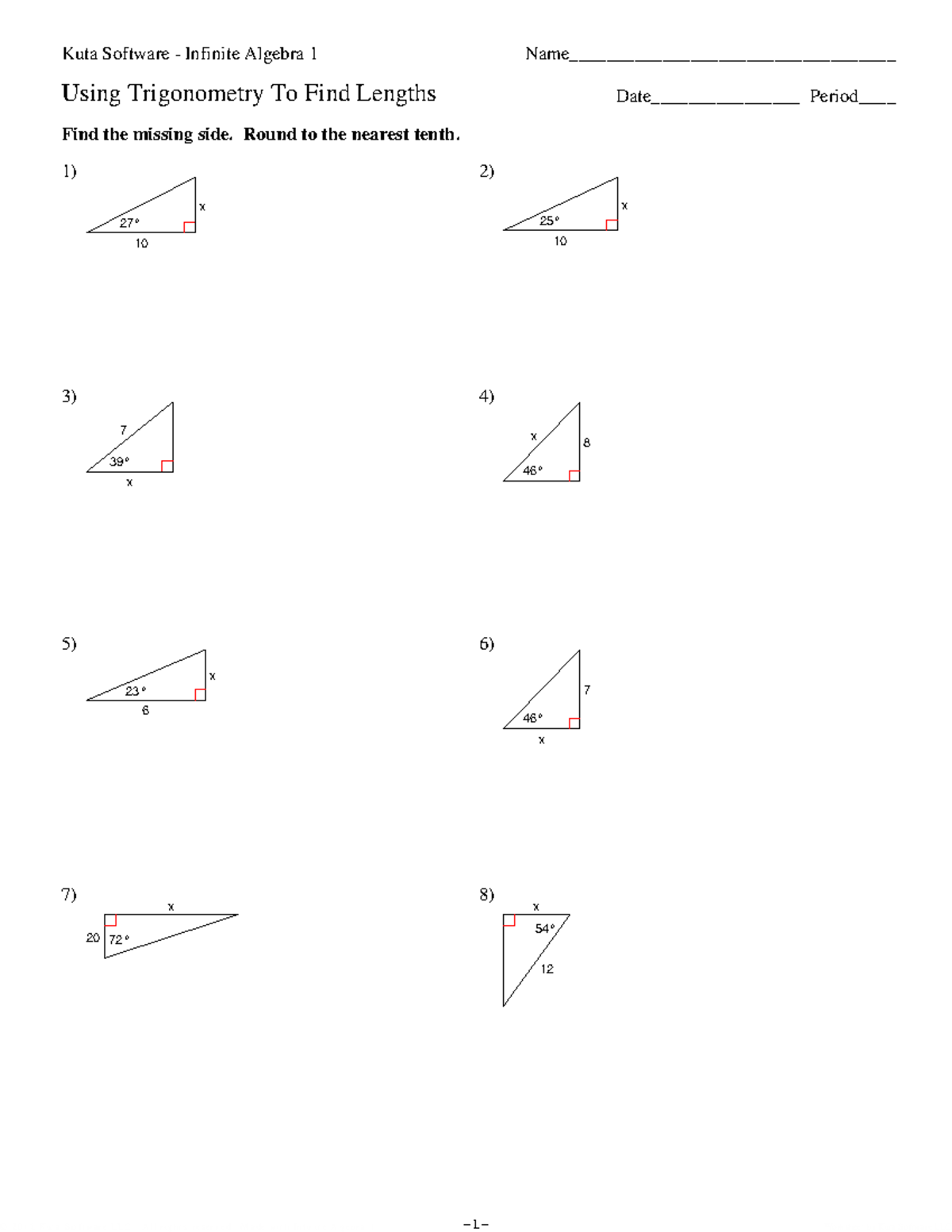 Trigonometry Worksheet - ©R S 2 O 0 o 1 Y 2 n KKuuItCaF XSRoOfAtewSadr ...