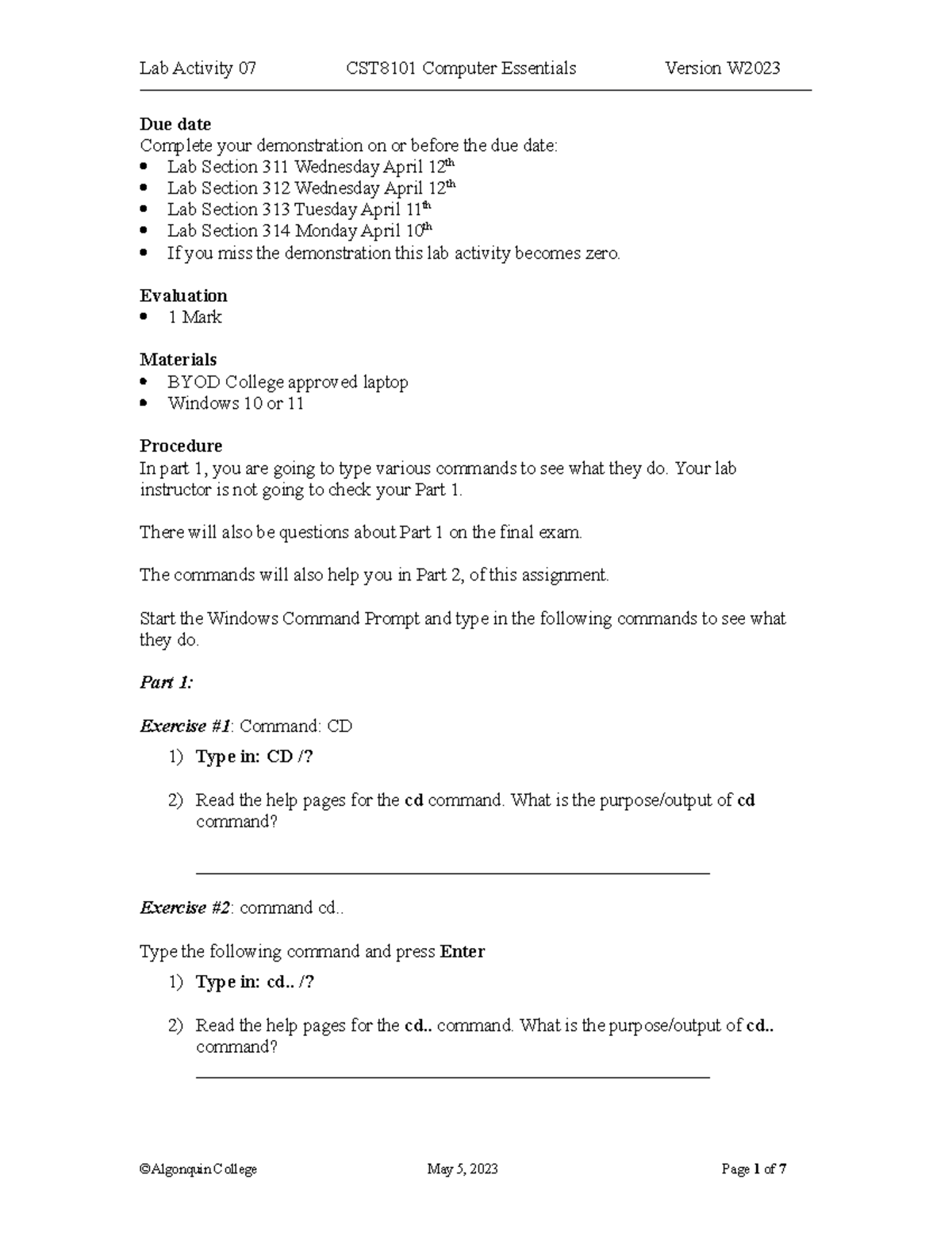 Lab Activity 07 - Batch File v2 - Due date Complete your demonstration ...