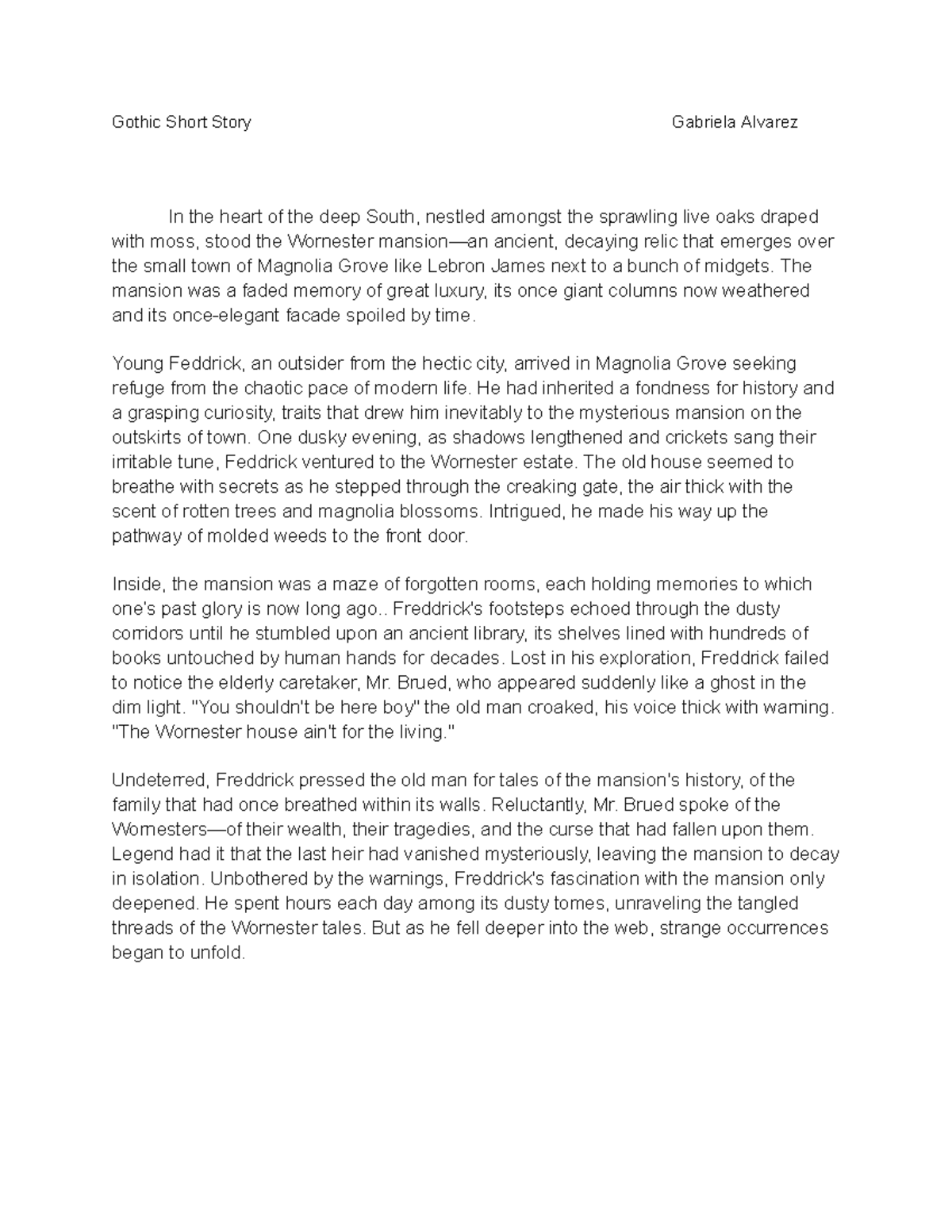 Gothic Short Story - Review - Gothic Short Story Gabriela Alvarez In ...