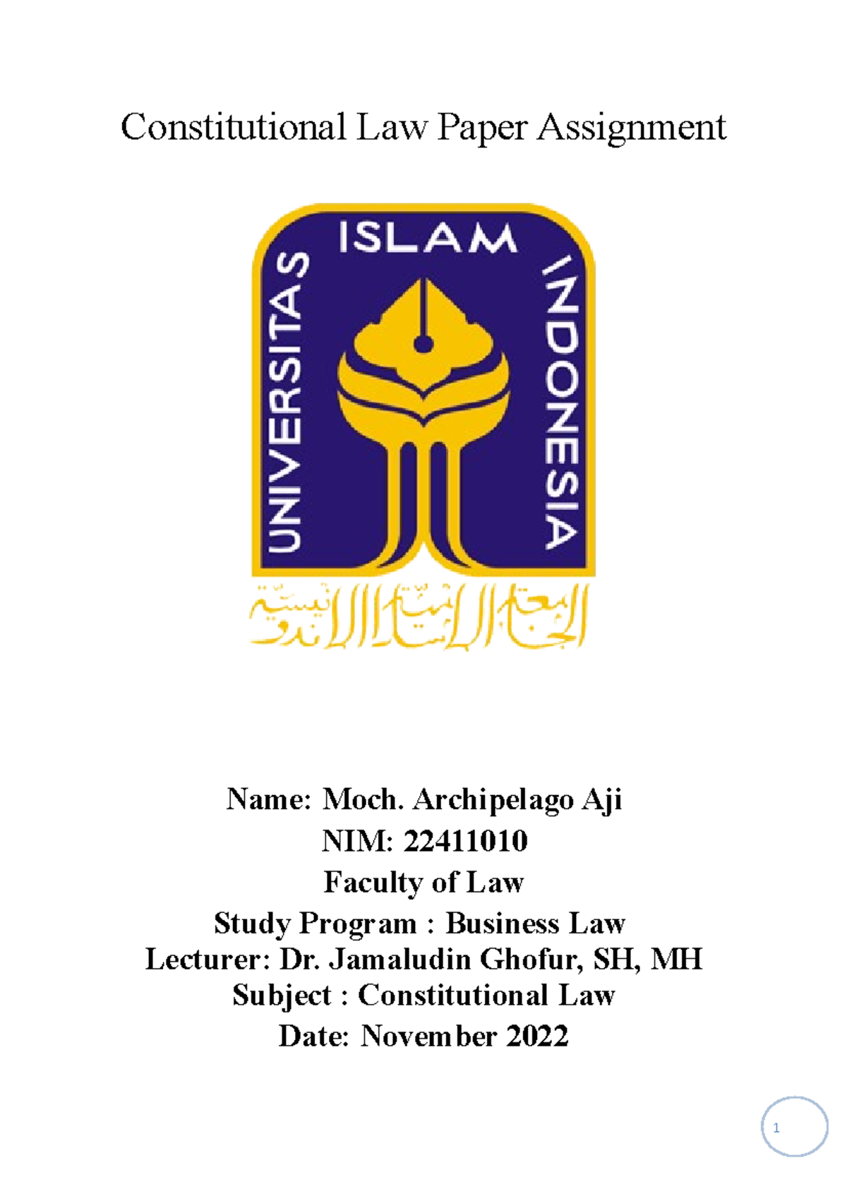 Makalah Hukum dan Demokrasi HTN - Constitutional Law Paper Assignment ...