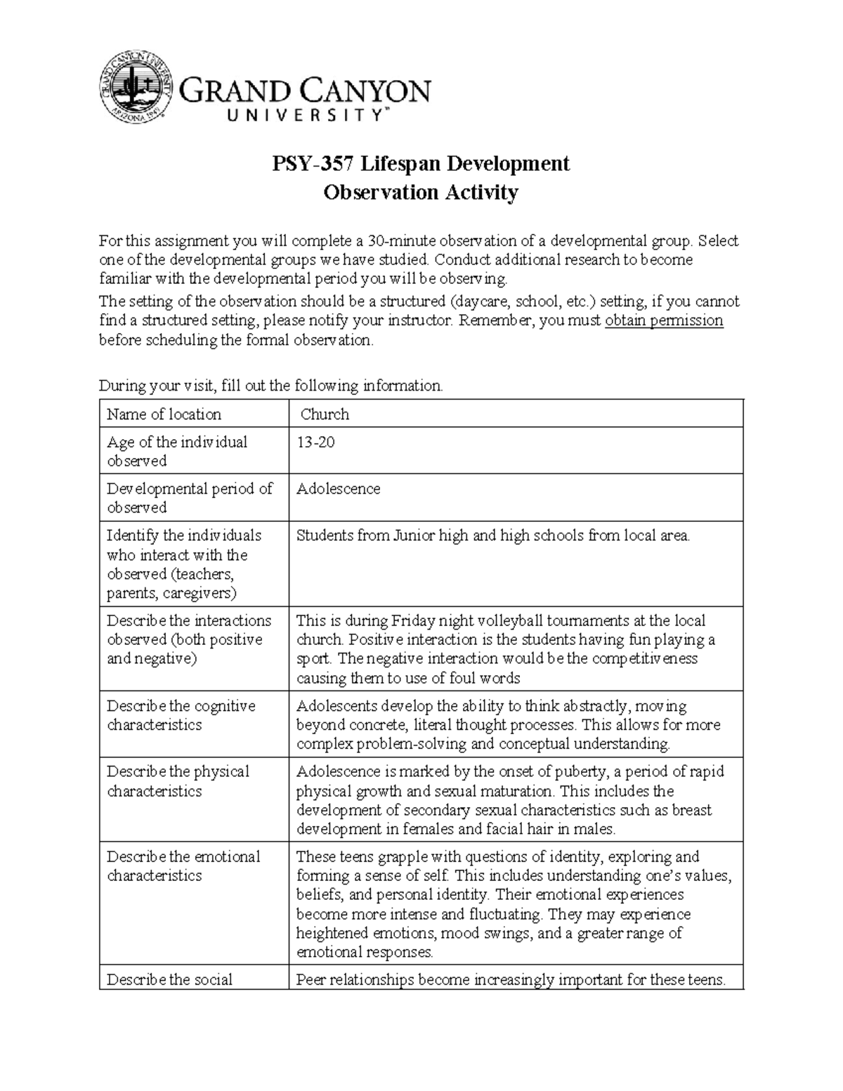 Completed PSY-357-T7-RS-Observation Activity - PSY-357 Lifespan ...