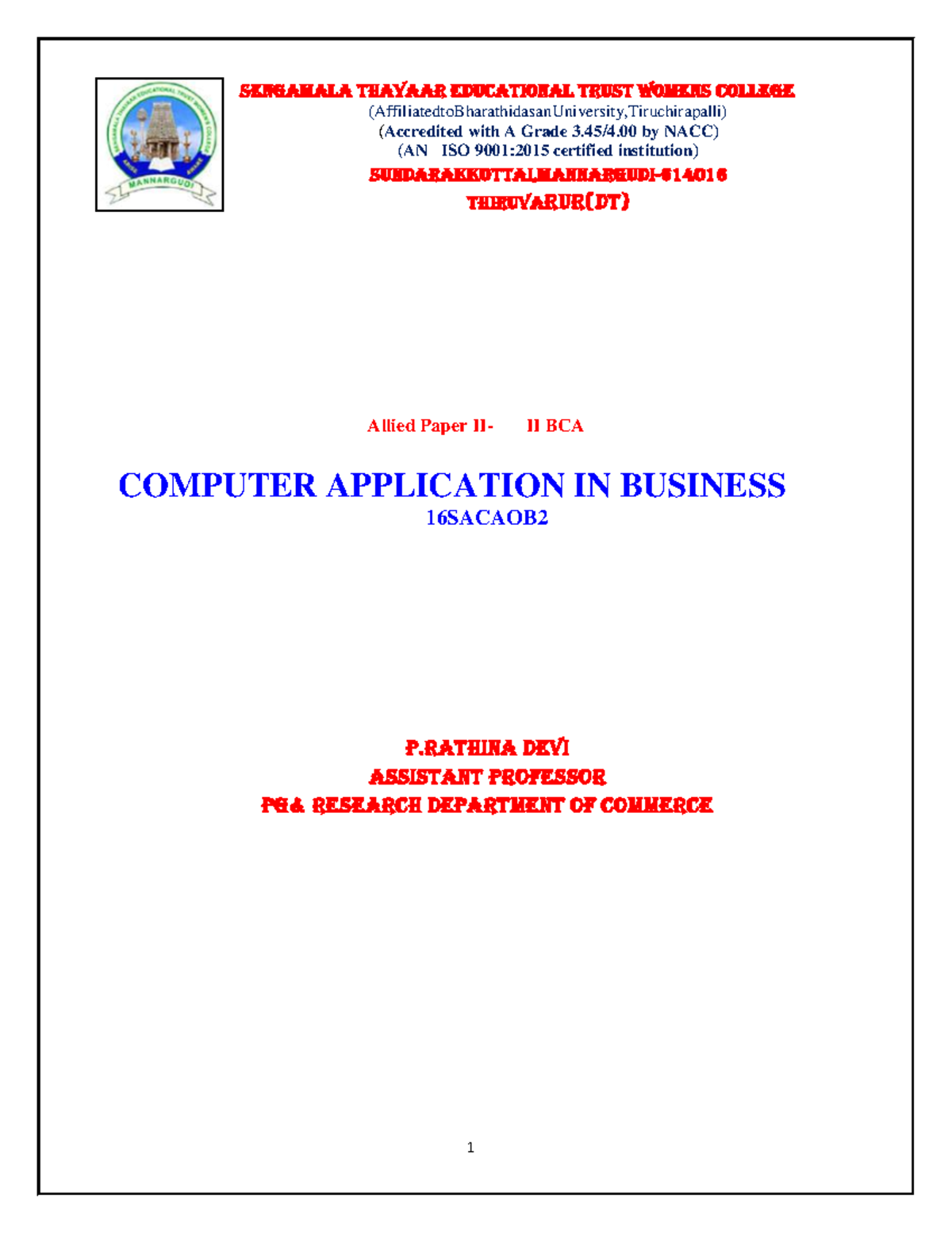Computer Applications Notes 1 - Sengamala thayaar educational trust ...
