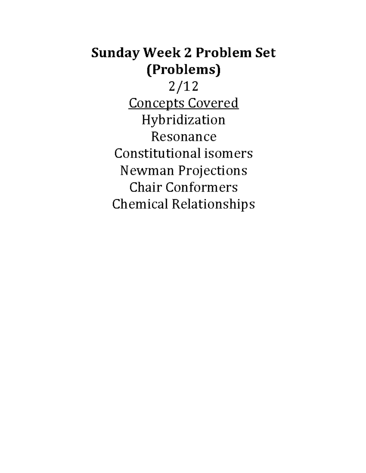 Sunday Week 2 Problems - Problem set - Sunday Week 2 Problem Set ...