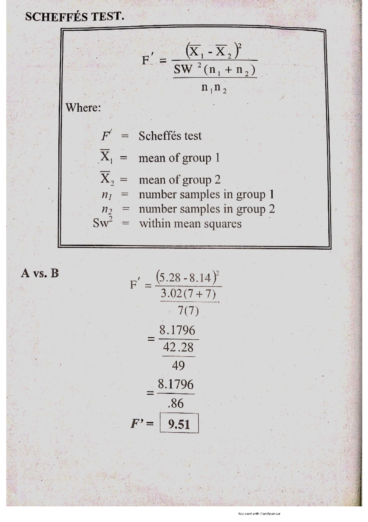 Scheffes Test for Parametric - Mechanical Engineering - Studocu