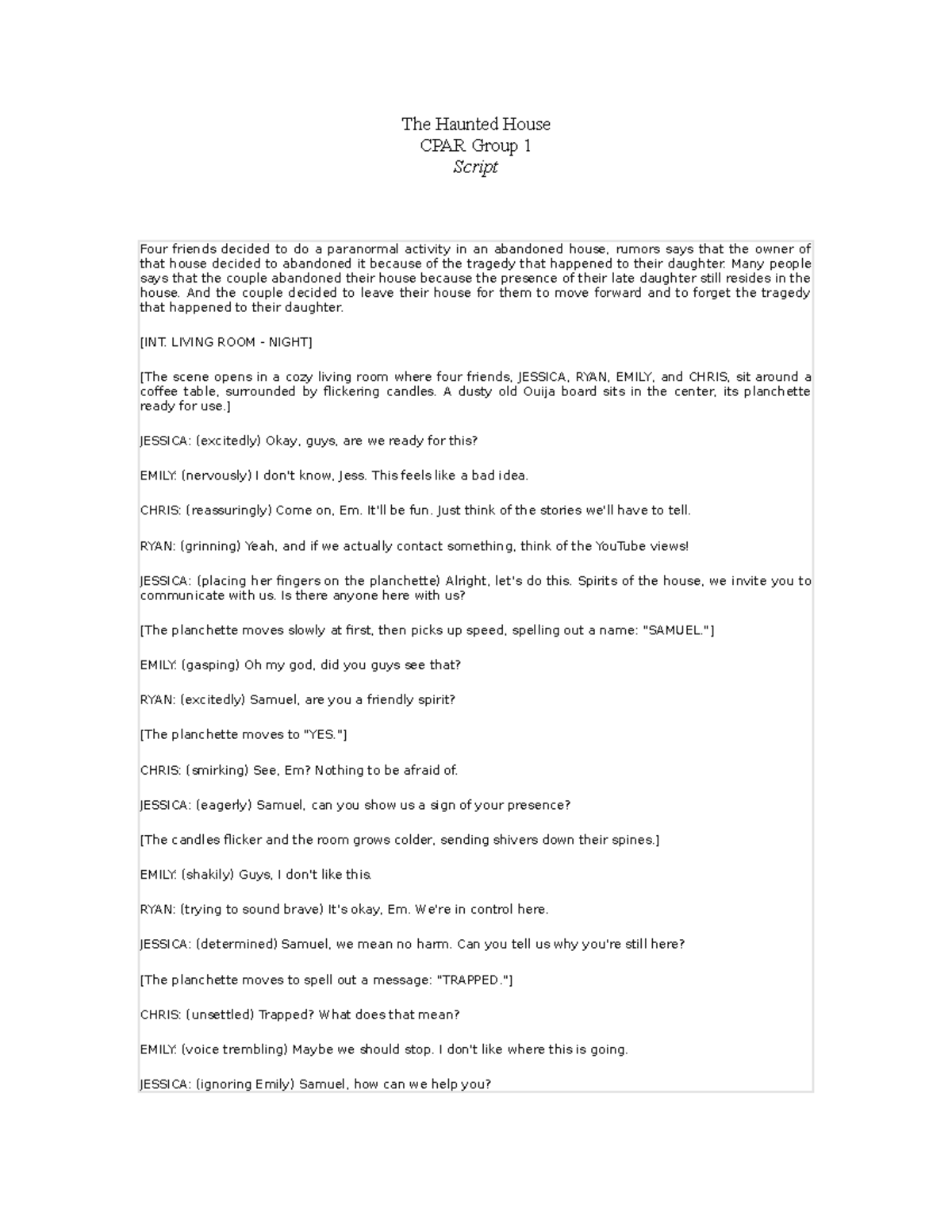 Inbound 155223891692375213 - The Haunted House CPAR Group 1 Script Four ...