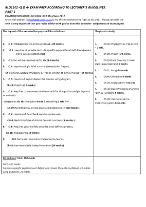 BLG1501 - Assignment 2 - 841183 - BASIC BIOLOGY – BLG UNISA Student ...