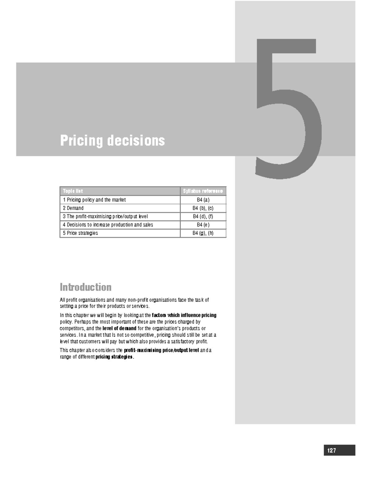 ACCA F5 Textbook Pricing - 127 Pricing decisions Introduction All ...