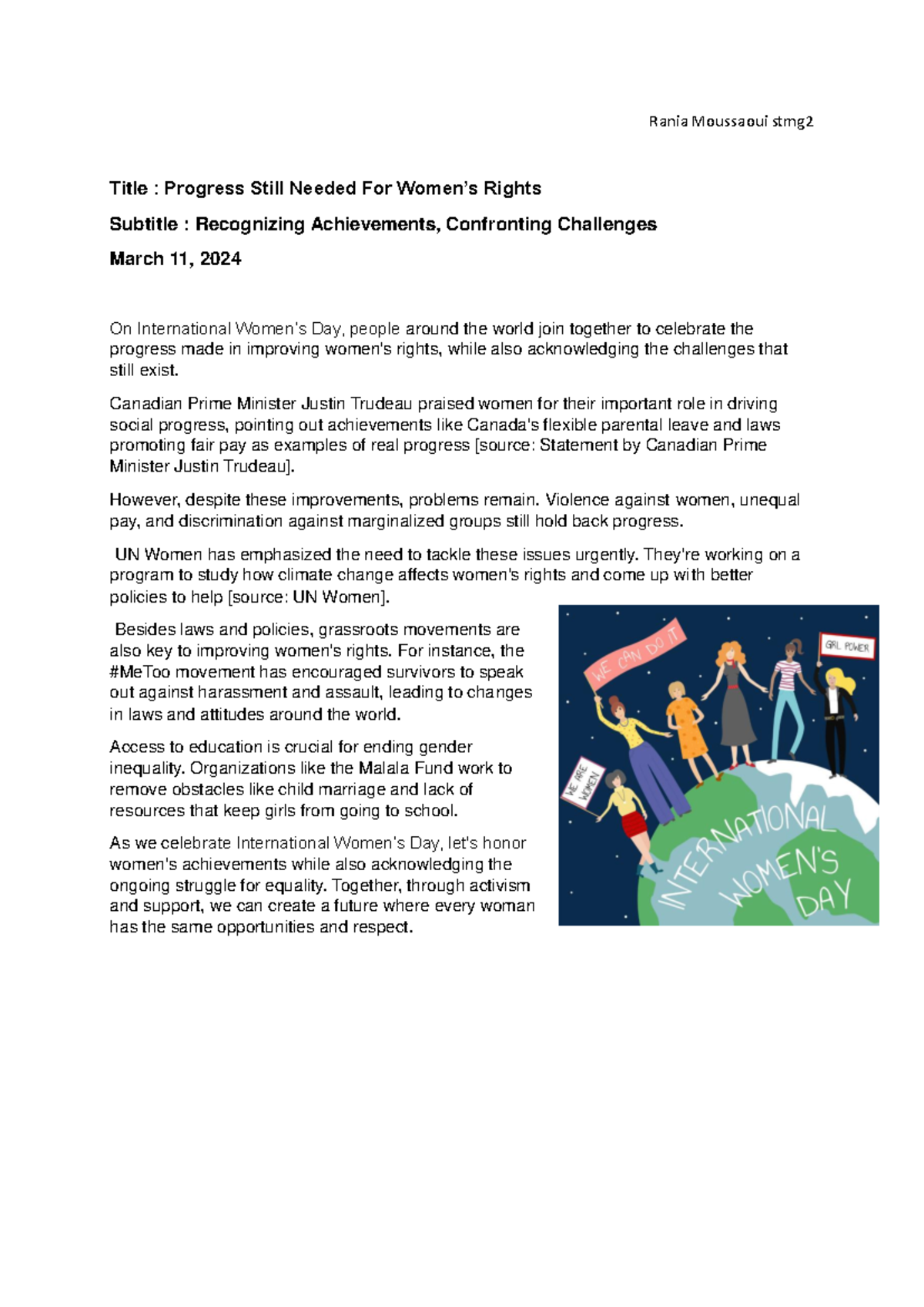 Women right - kklll - Rania Moussaoui stmg Title : Progress Still ...