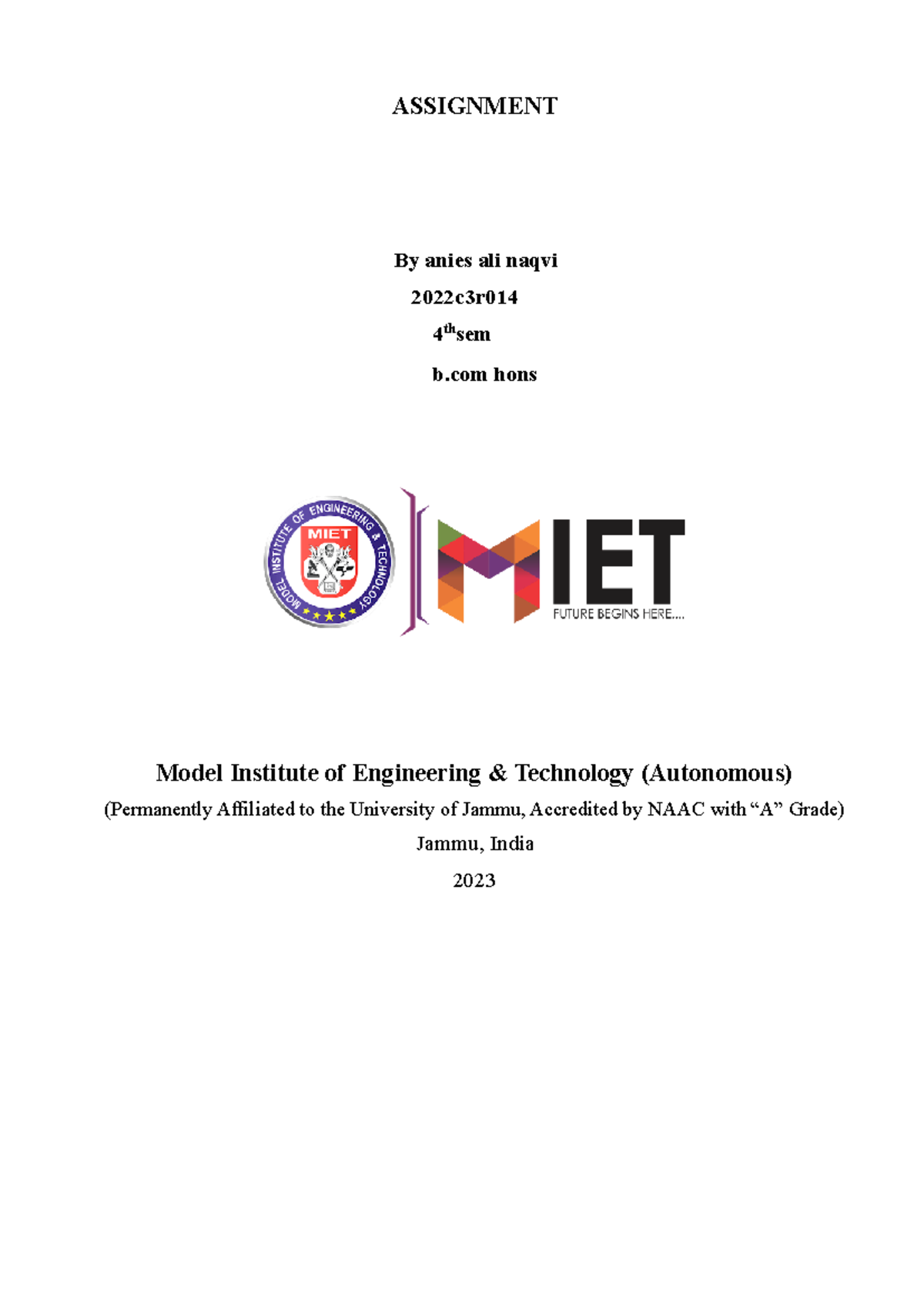 Anies AI - very useful assignments - ASSIGNMENT By anies ali naqvi ...