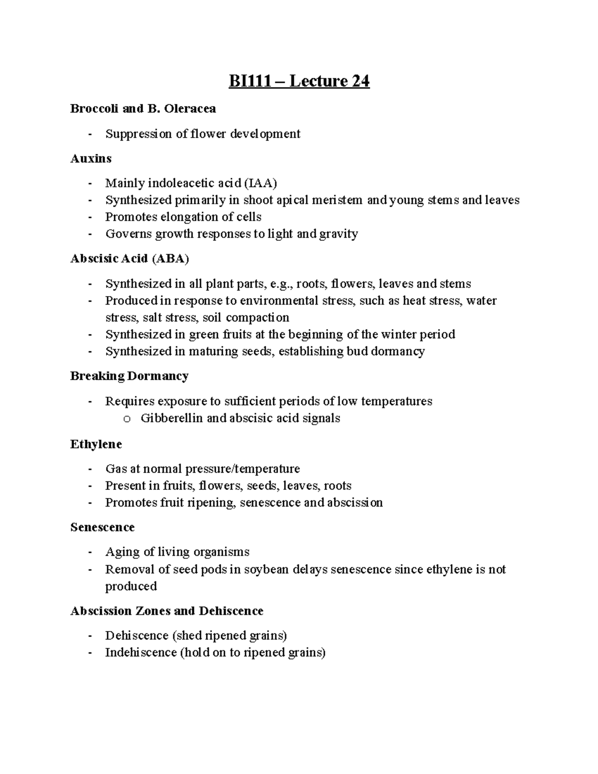 Lecture 24 - Dr. Tristan Long - BI111 – Lecture 24 Broccoli and B ...