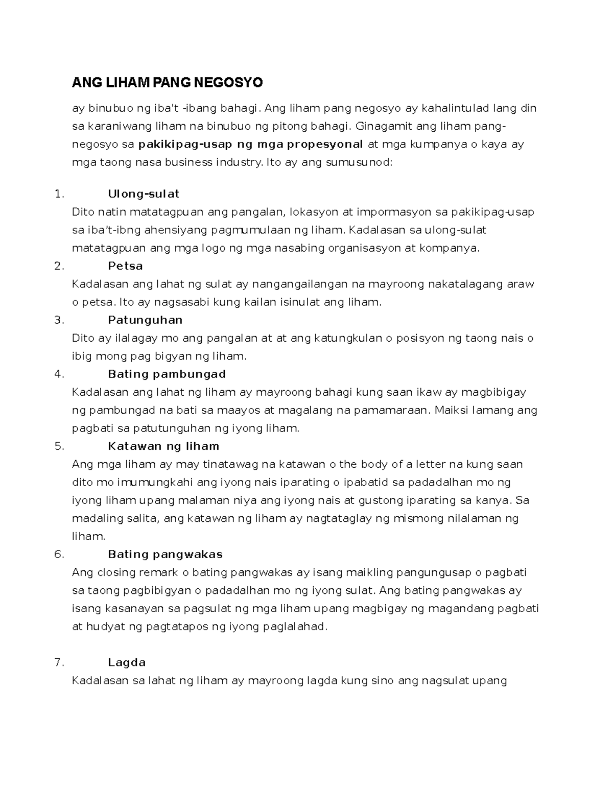 ANG Liham PANG Negosyo - For business learners - ANG LIHAM PANG NEGOSYO ...