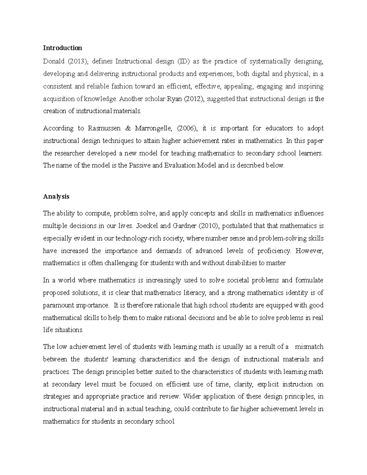 ID Assignment - notes - Introduction Donald (2013), defines ...