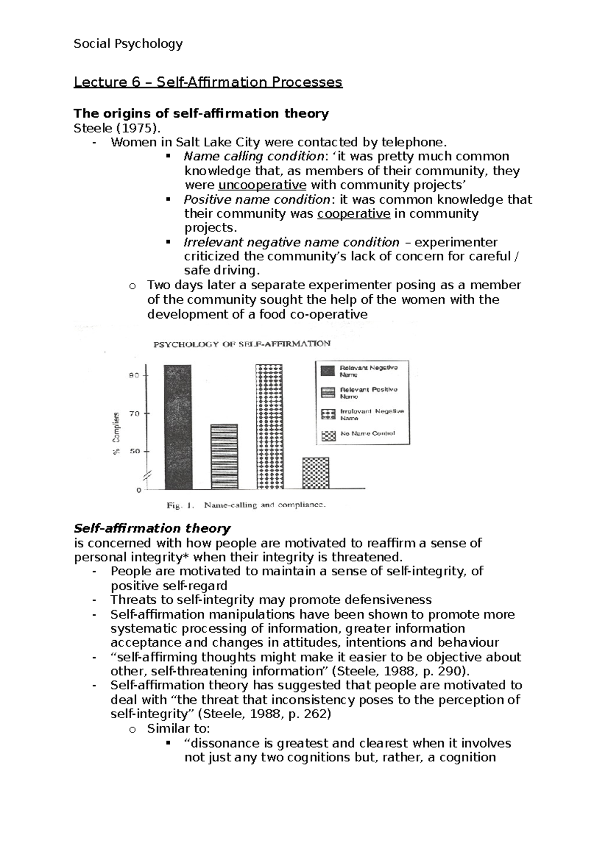 Lecture 6 – Self - Dr Karen Long - Lecture 6 – Self-Affirmation ...