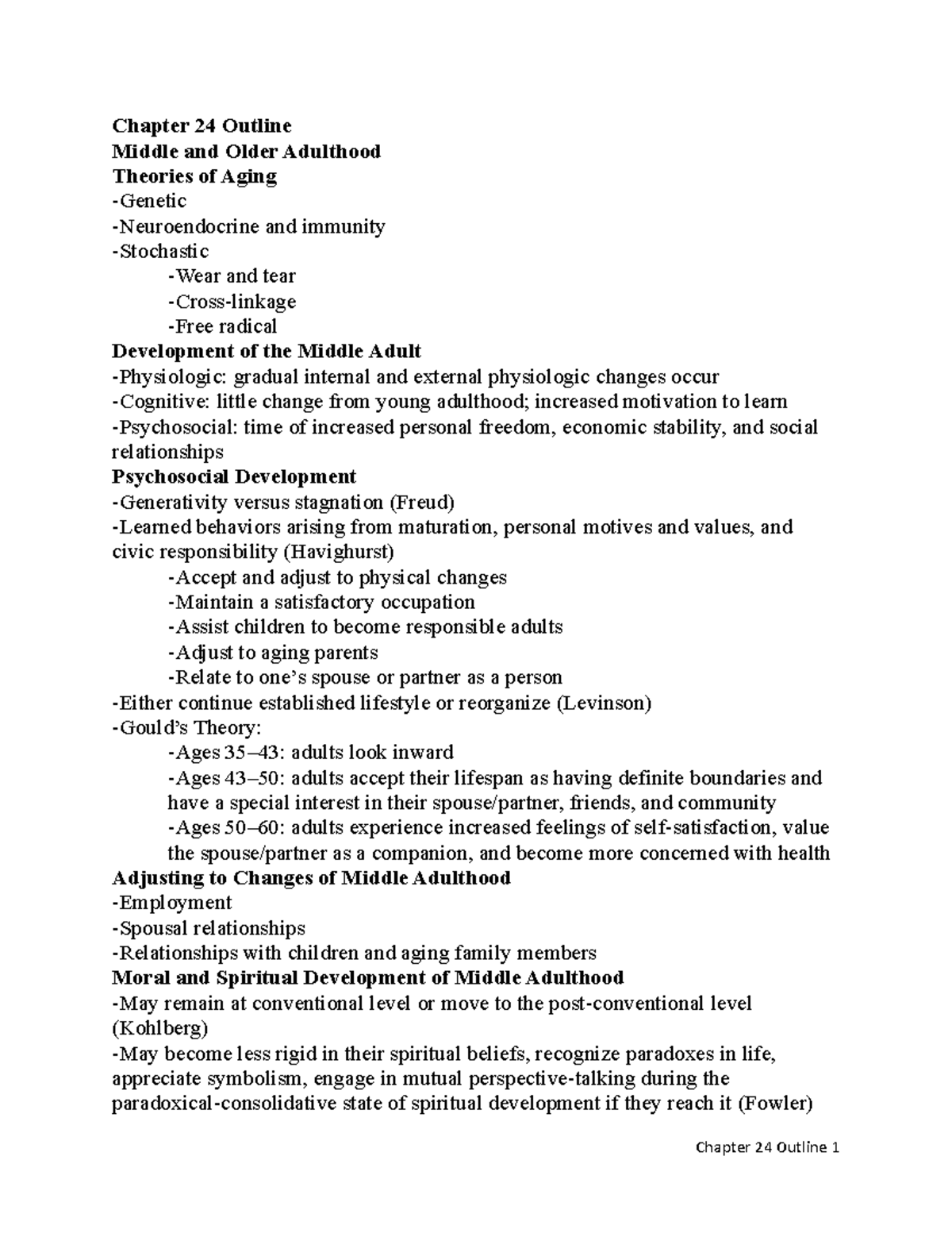 Chapter 24 Outline - Lecture Notes - Chapter 24 Outline Middle and ...