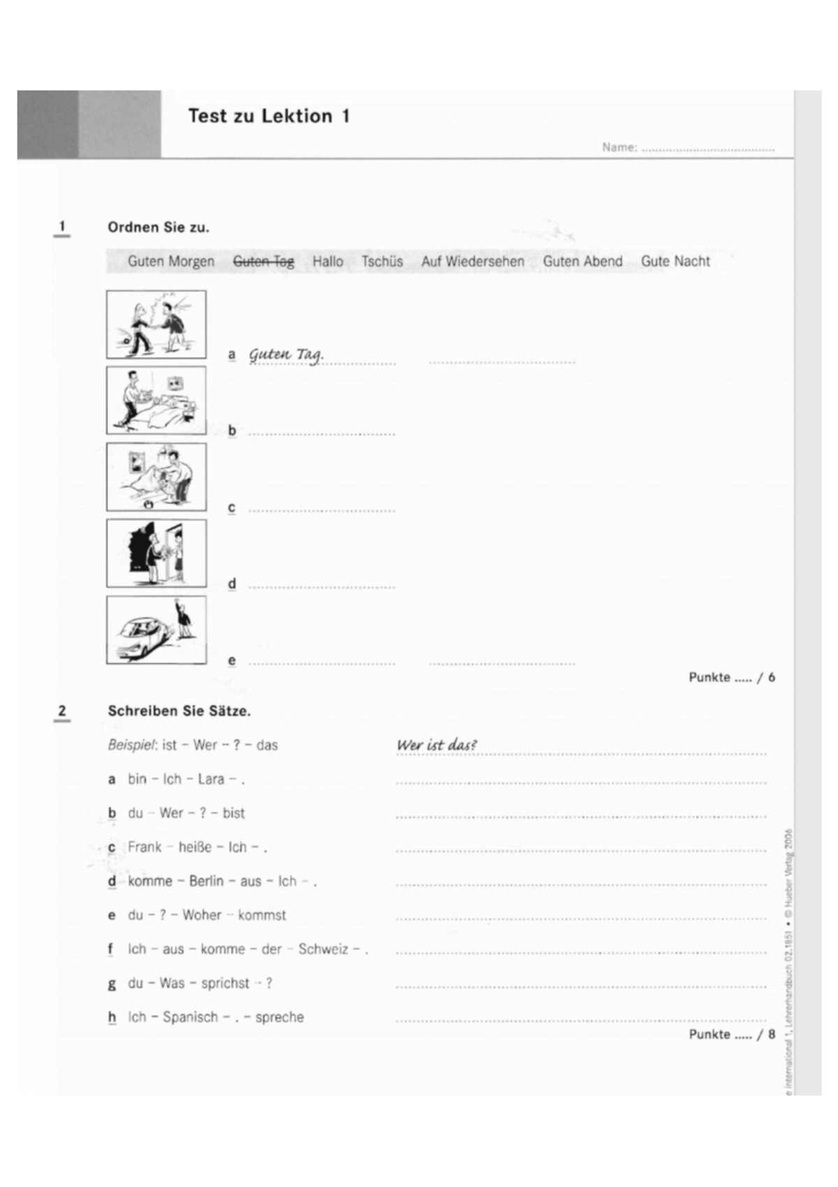 Schritte International A1 1 T341998 a92df5 - Test zu Lektion 1 Name: 1 ...
