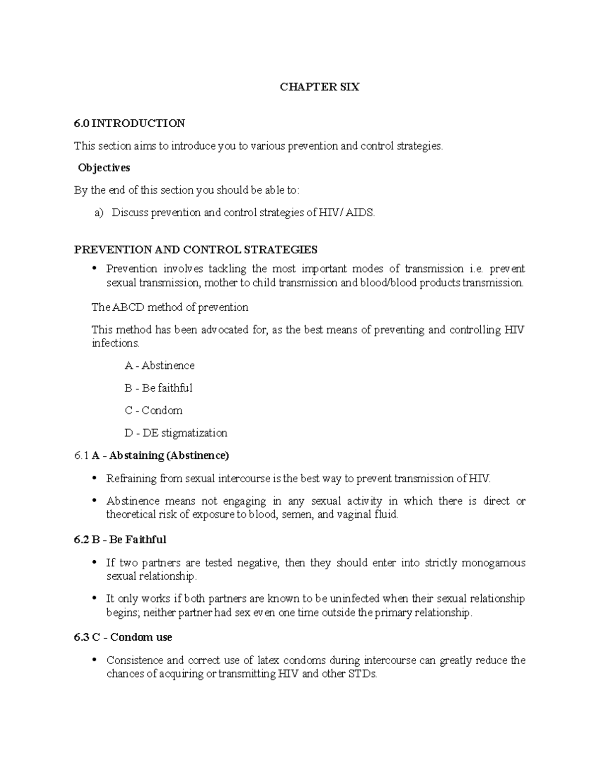 Chapter 6 - cool - CHAPTER SIX 6 INTRODUCTION This section aims to ...