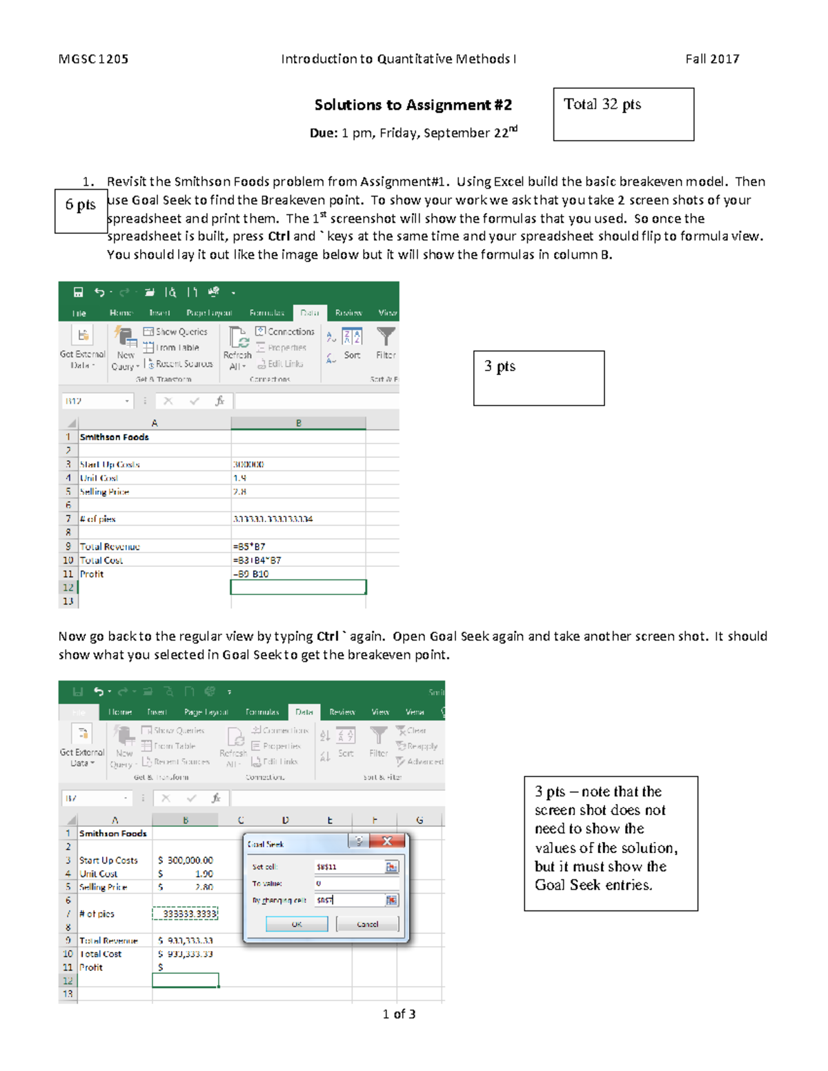 Assignment 2 Solutions MGSC1205 fall 2017 - MGSC 1205 Introduction to Quantitative Methods I ...