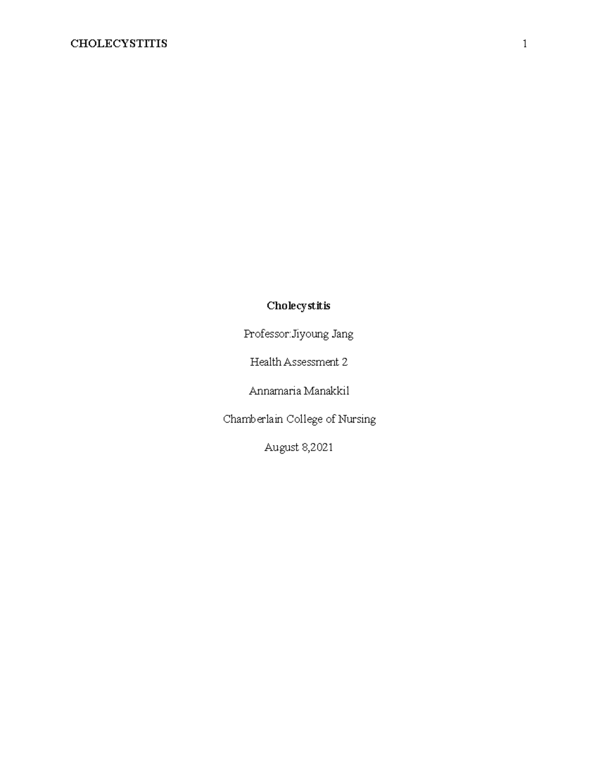 Mary C Part 2 Notes Cholecystitis Professorjiyoung Jang Health Assessment 2 Annamaria