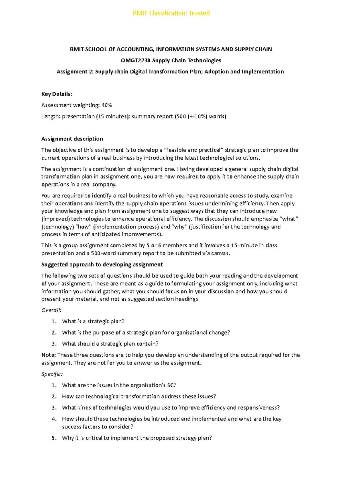 Omgt2230 Assignment Two Additional Guidelines Rmit School Of Accounting Information Systems