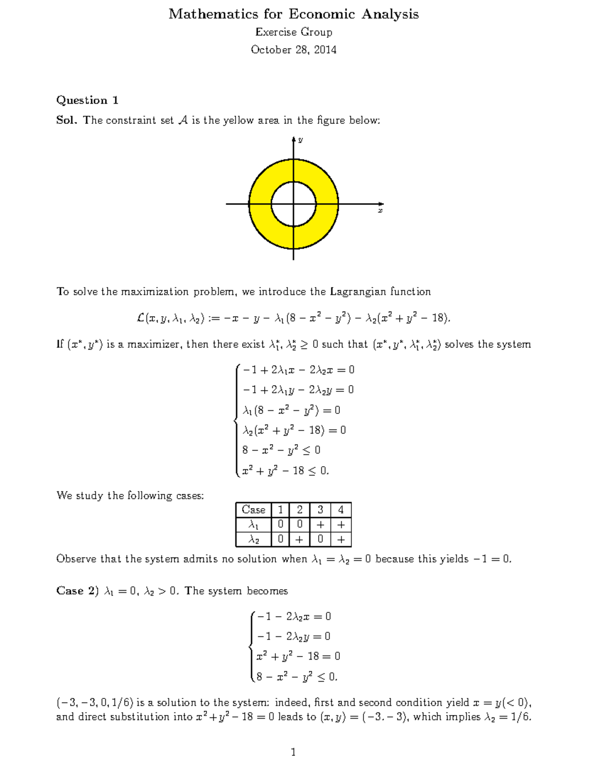 141028 - esercizi - Mathematics for Economic Analysis Exercise Group ...