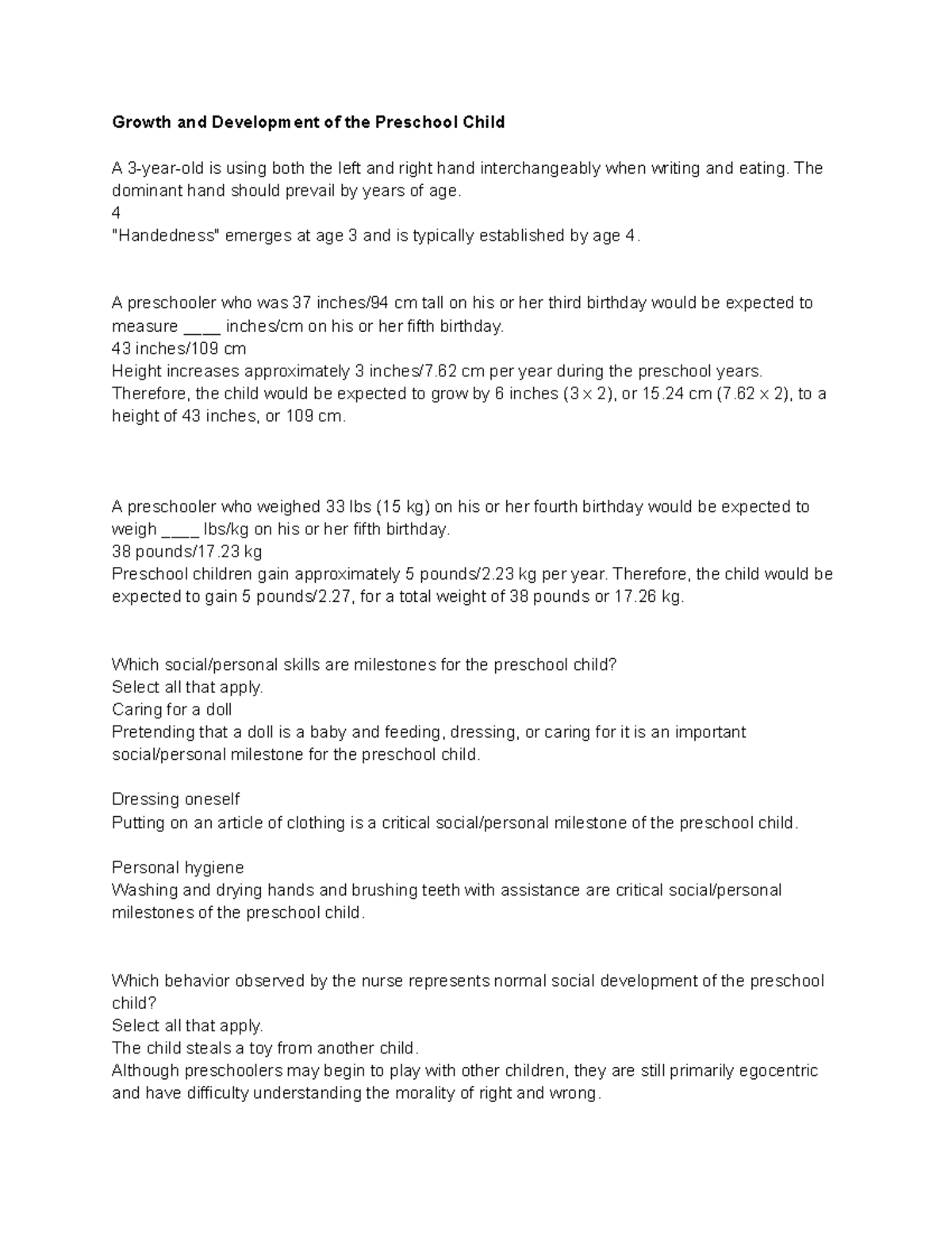 Growth and Development of the Preschool Child - The dominant hand ...